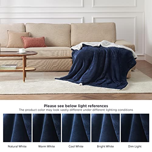Bedsure Sherpa Fleece Throw Blanket for Couch - Thick Fuzzy Warm Soft Blankets and Throws for Sofa, 50x60 Inches, Grey and Navy