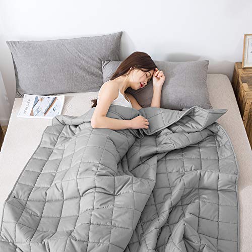 Sweet Home Collection Weighted Blanket Quality Heavyweight Cozy Soft Breathable and Comfortable Bedding with Premium Grade Glass Beads, 60" x 80" - 15 Pounds, Light Gray