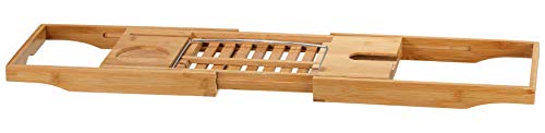 Cortesi Home Evelyn Bathtub Caddy with Extending Sides, 27.5" Wide, Brown