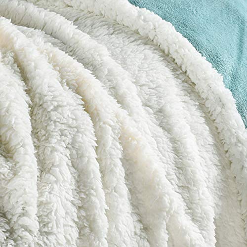 Catalonia Teal Fluffy Sherpa Throw Blanket, Super Soft Mink Plush Couch Blanket, TV Bed Fuzzy Blanket, Comfy Warm Heavy Throws, Comfort Gift for Her, 50x60 inches