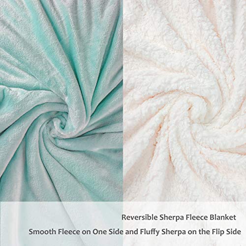 Catalonia Teal Fluffy Sherpa Throw Blanket, Super Soft Mink Plush Couch Blanket, TV Bed Fuzzy Blanket, Comfy Warm Heavy Throws, Comfort Gift for Her, 50x60 inches