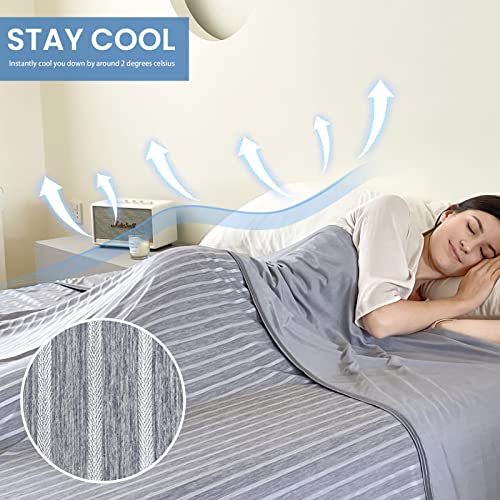 INGEROOM Cooling Blanket for Night Sweats Decorative - Stay Cool and Comfortable All Night Long, Cooling Blankets for Hot Sleepers,Lightweight Sofa Throw Blanket Grey Queen(90''x90'')