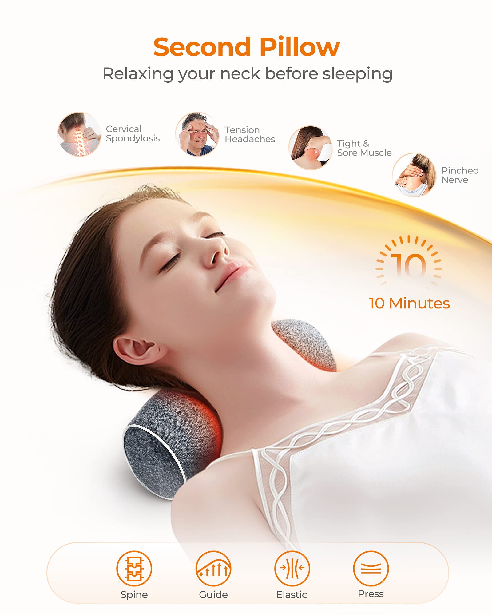 nimood Neck Stretcher, Cervical Neck Traction Device, Neck Hump Corrector with Graphene Heating, Neck and Shoulder Relaxer for TMJ Neck Pain Relief, Muscle Relax, Spine Alignment Relax Gifts for Bed