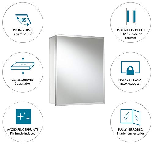 Jacuzzi PD40000 PD40000 20" H x 16" W x 5-1/4" D Single Door Medicine Cabinet