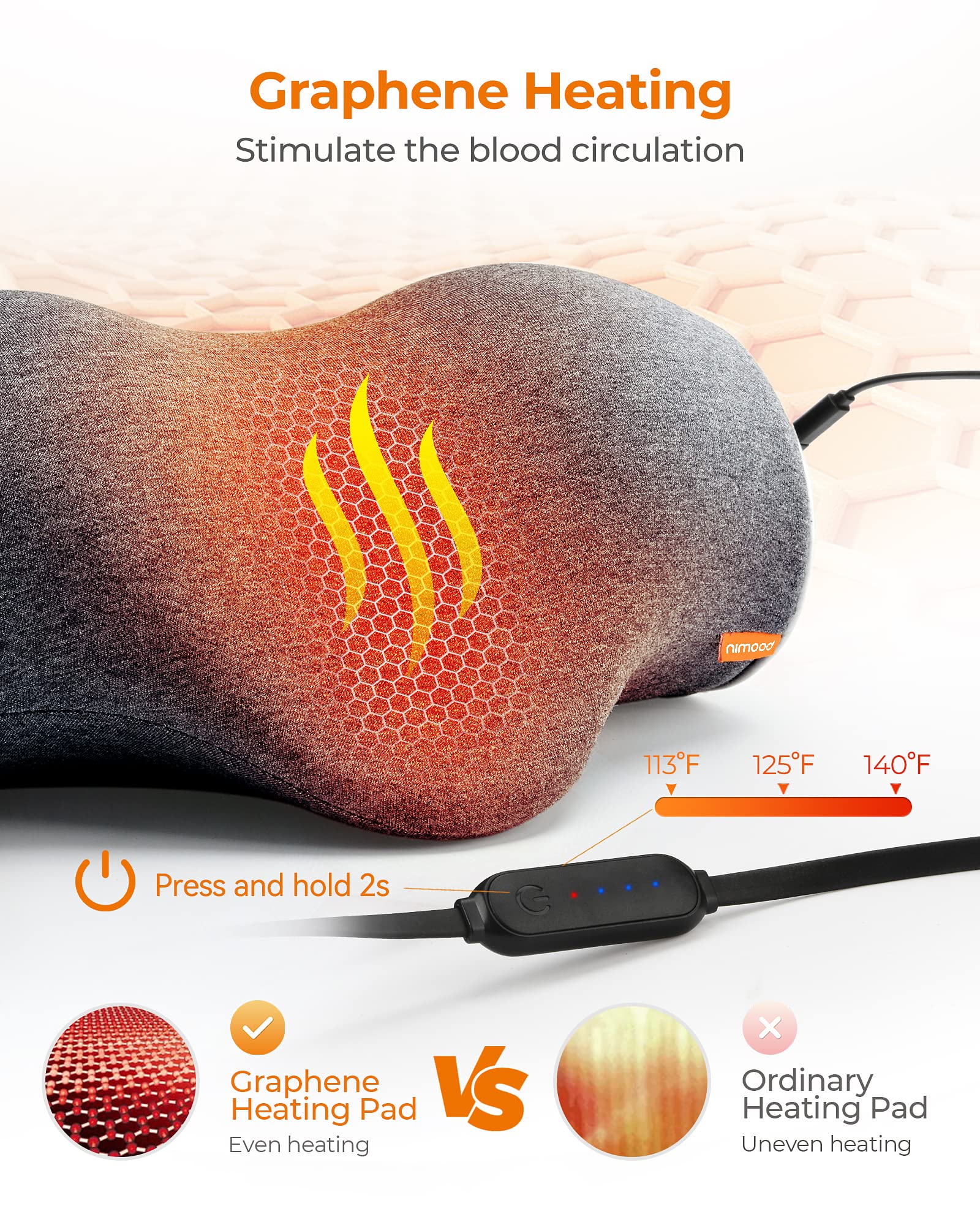 nimood Neck Stretcher, Cervical Neck Traction Device, Neck Hump Corrector with Graphene Heating, Neck and Shoulder Relaxer for TMJ Neck Pain Relief, Muscle Relax, Spine Alignment Relax Gifts for Bed