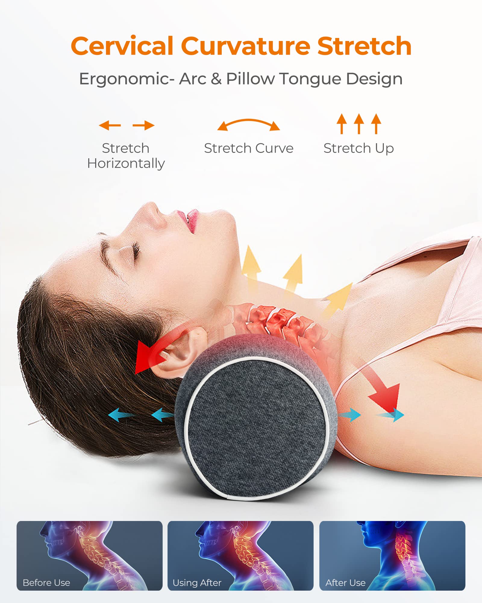nimood Neck Stretcher, Cervical Neck Traction Device, Neck Hump Corrector with Graphene Heating, Neck and Shoulder Relaxer for TMJ Neck Pain Relief, Muscle Relax, Spine Alignment Relax Gifts for Bed