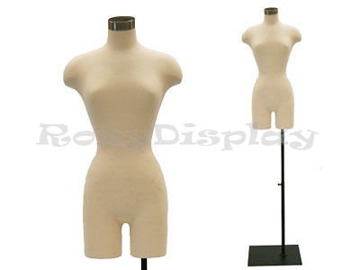 Adult Female Off White Dress Form Mannequin Torso with Adjustable Square Metal Base #F6WLG-BS-05