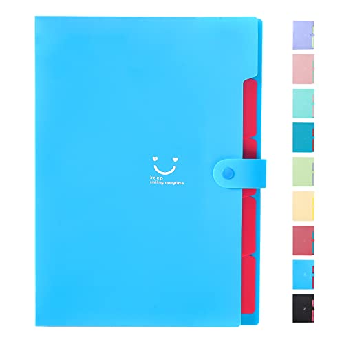 CLOUDIA Letter A4 Paper Expanding File Folder - Pockets Accordion Document Organizer (Light Blue)