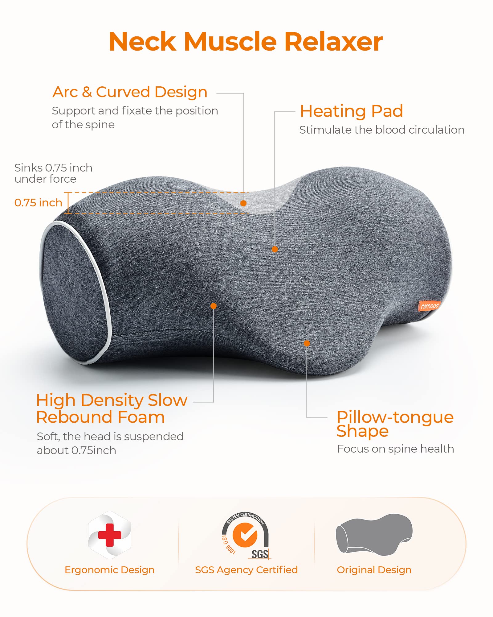 nimood Neck Stretcher, Cervical Neck Traction Device, Neck Hump Corrector with Graphene Heating, Neck and Shoulder Relaxer for TMJ Neck Pain Relief, Muscle Relax, Spine Alignment Relax Gifts for Bed