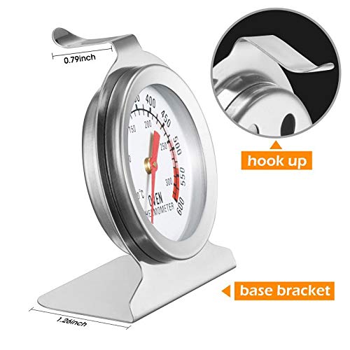 in Oven Thermometer for Grill Smoker BBQ 50-300°C/100-600°F, Instant Read Precision Stainless Steel Electric/Gas Oven Thermometers, Large Dial Display Thermometer Gauge for Kitchen Cooking Baking