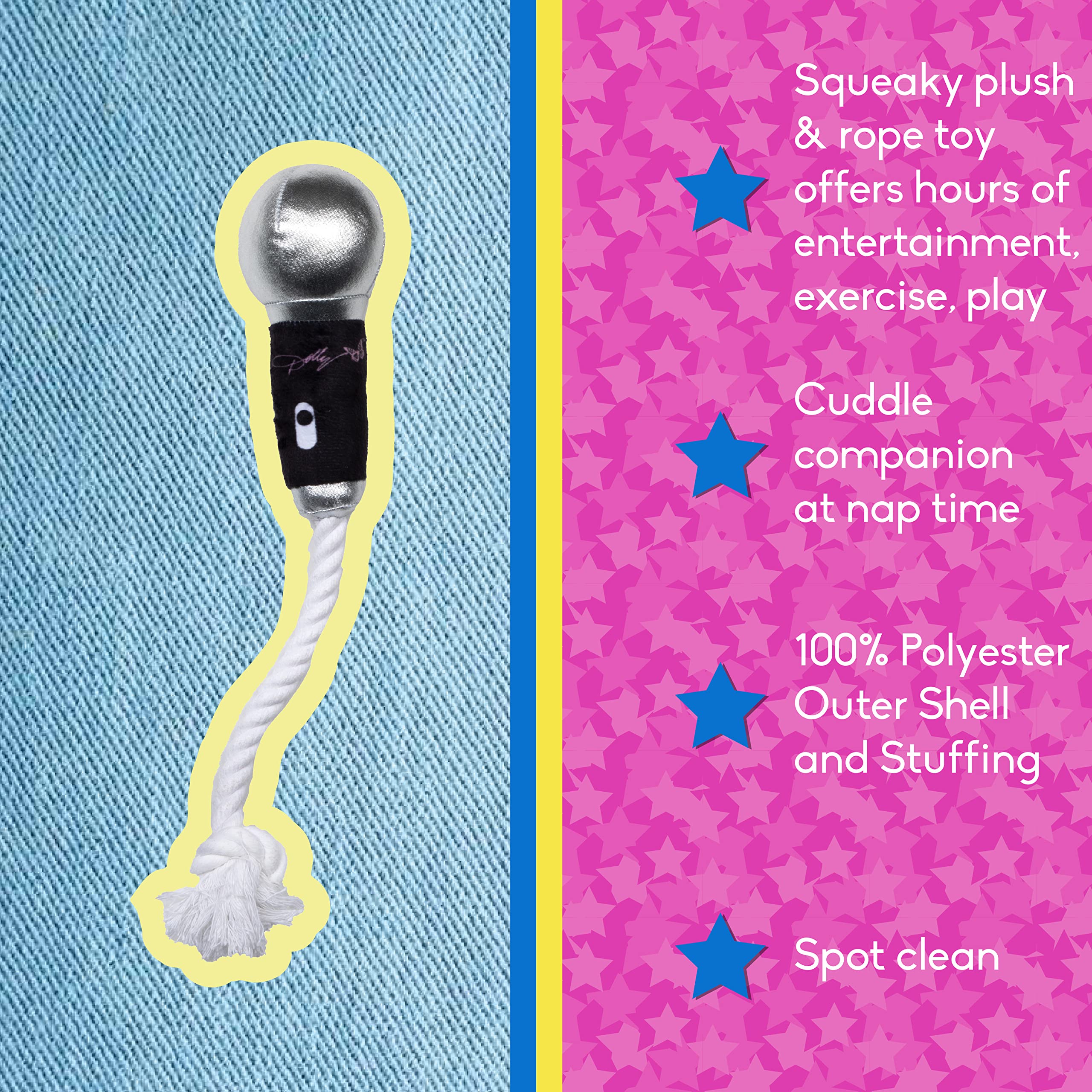 Doggy Parton Black Microphone Toy - O/S