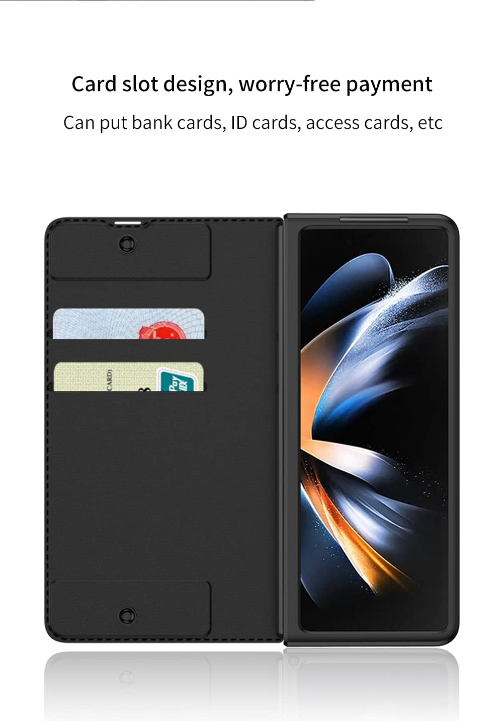 FYTON Galaxy Z Fold 4 Case with S Pen Holder (Removable), Z Fold 4 Case with Hinge Protection, Leather Case with Kickstand Function for Samsung Galaxy Z Fold 4 5G 2022, Black, Cloud Black