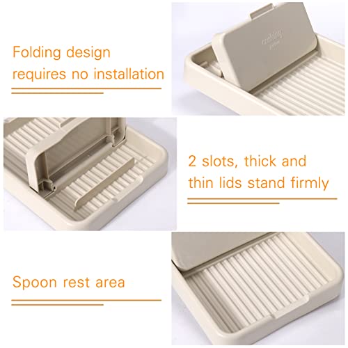 AIERSA Spoon Rest with Lid Holder for Stove Top (1 Pack)Spatula Ladle Pot Lid Utensil Rest for Countertop,Kitchen Gadgets Accessories for Cooking