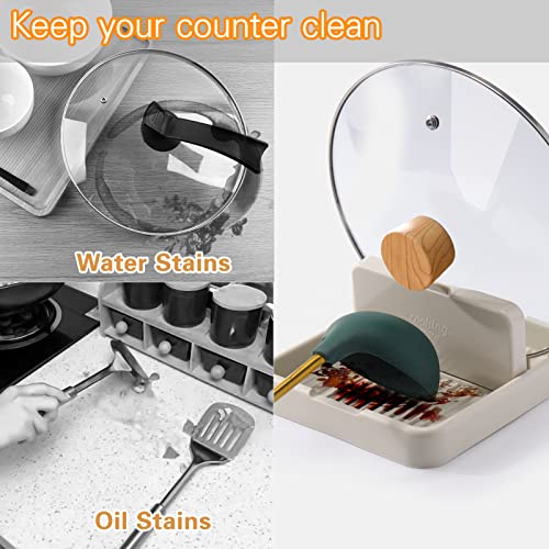 AIERSA Spoon Rest with Lid Holder for Stove Top (1 Pack)Spatula Ladle Pot Lid Utensil Rest for Countertop,Kitchen Gadgets Accessories for Cooking