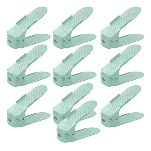 Dalovy Shoe Racks Storage,10Pcs Adjustable Shoe Rack , Storage Stand Support Slot Space Saving Cabinet Closet Shoe Holder Fourth Gear Adjustable Shoe Rack Household Items(Color : Green)