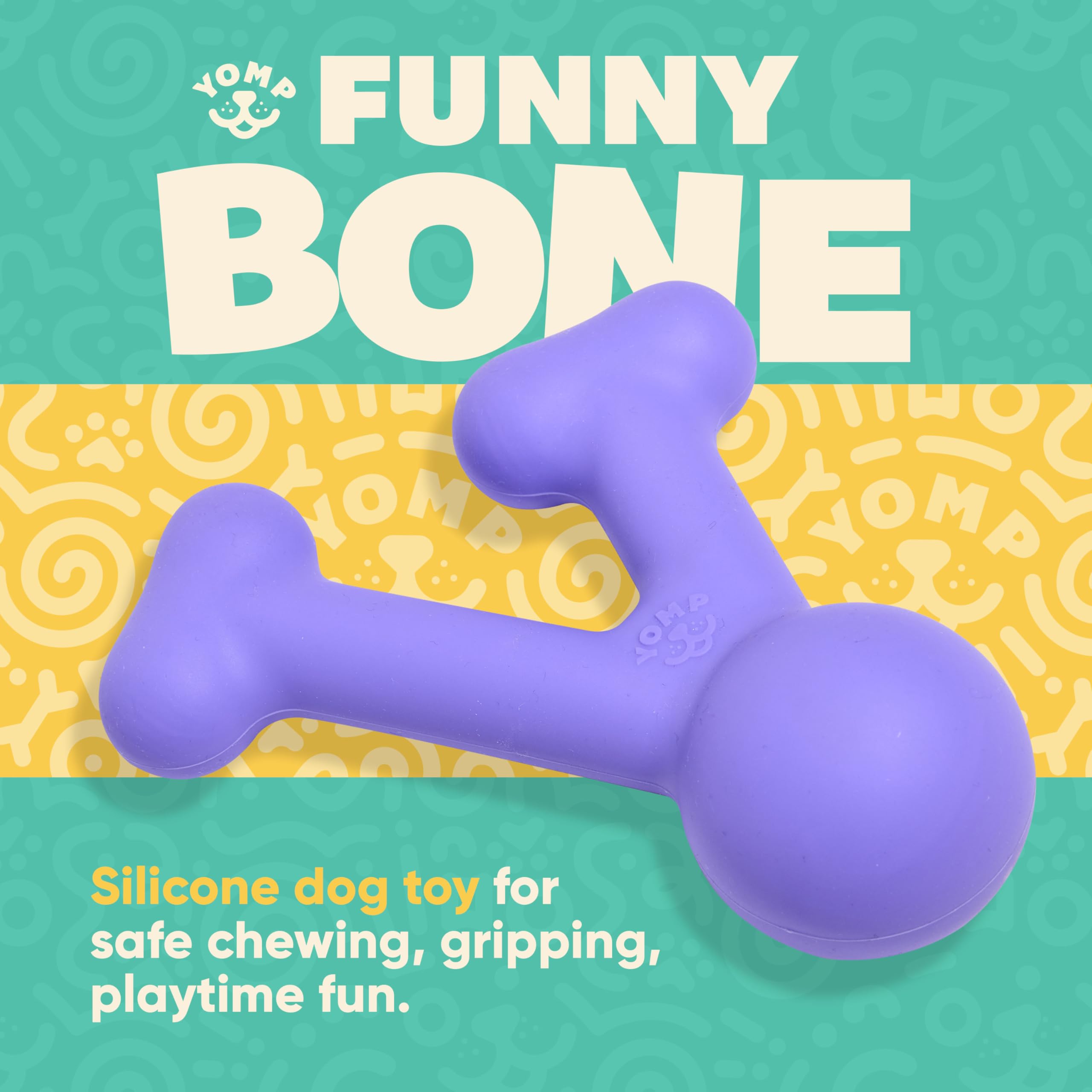 Yomp FunnyBone Wish Bone Dog Chew Toy β Interactive Teething Toy for Puppies, Soft, and Medium Chewers β Pet-Safe, Non-Toxic Silicone Chew Bone
