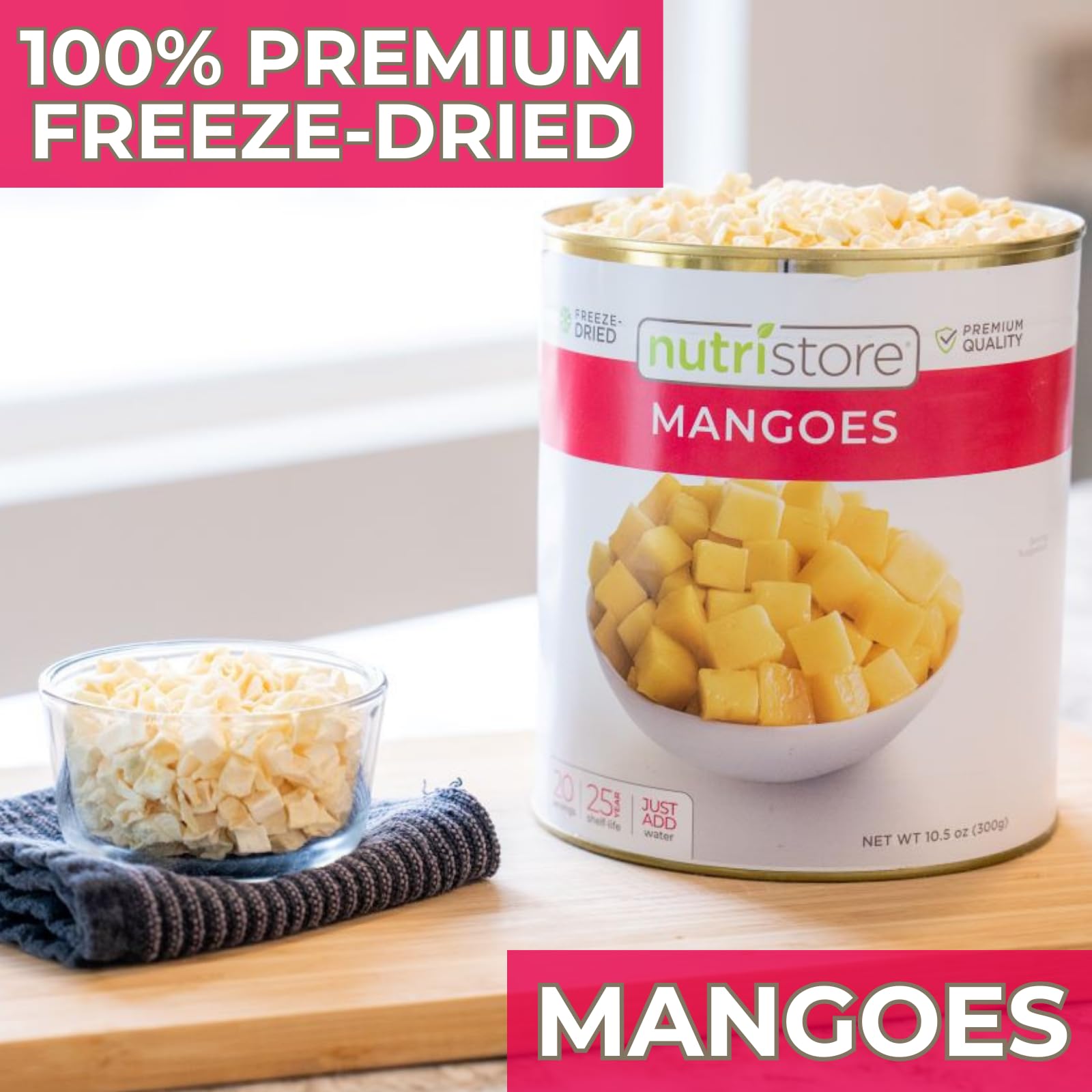 Nutristore Freeze Dried Mangoes | #10 Can Fruit | Perfect Healthy Snack | Emergency Survival Bulk Fruit Food Storage | Amazing Taste & Quality | 25 Year Shelf Life