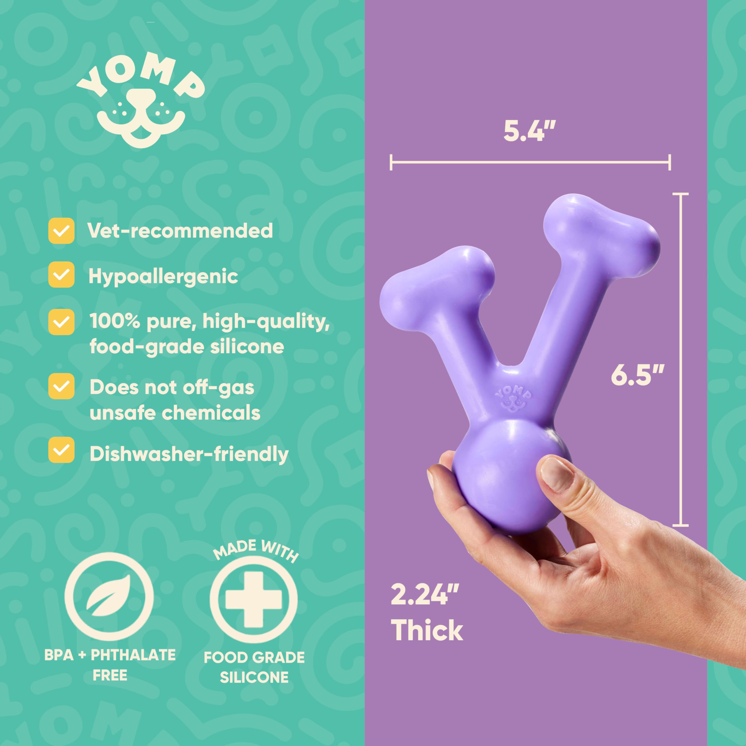 Yomp FunnyBone Wish Bone Dog Chew Toy β Interactive Teething Toy for Puppies, Soft, and Medium Chewers β Pet-Safe, Non-Toxic Silicone Chew Bone