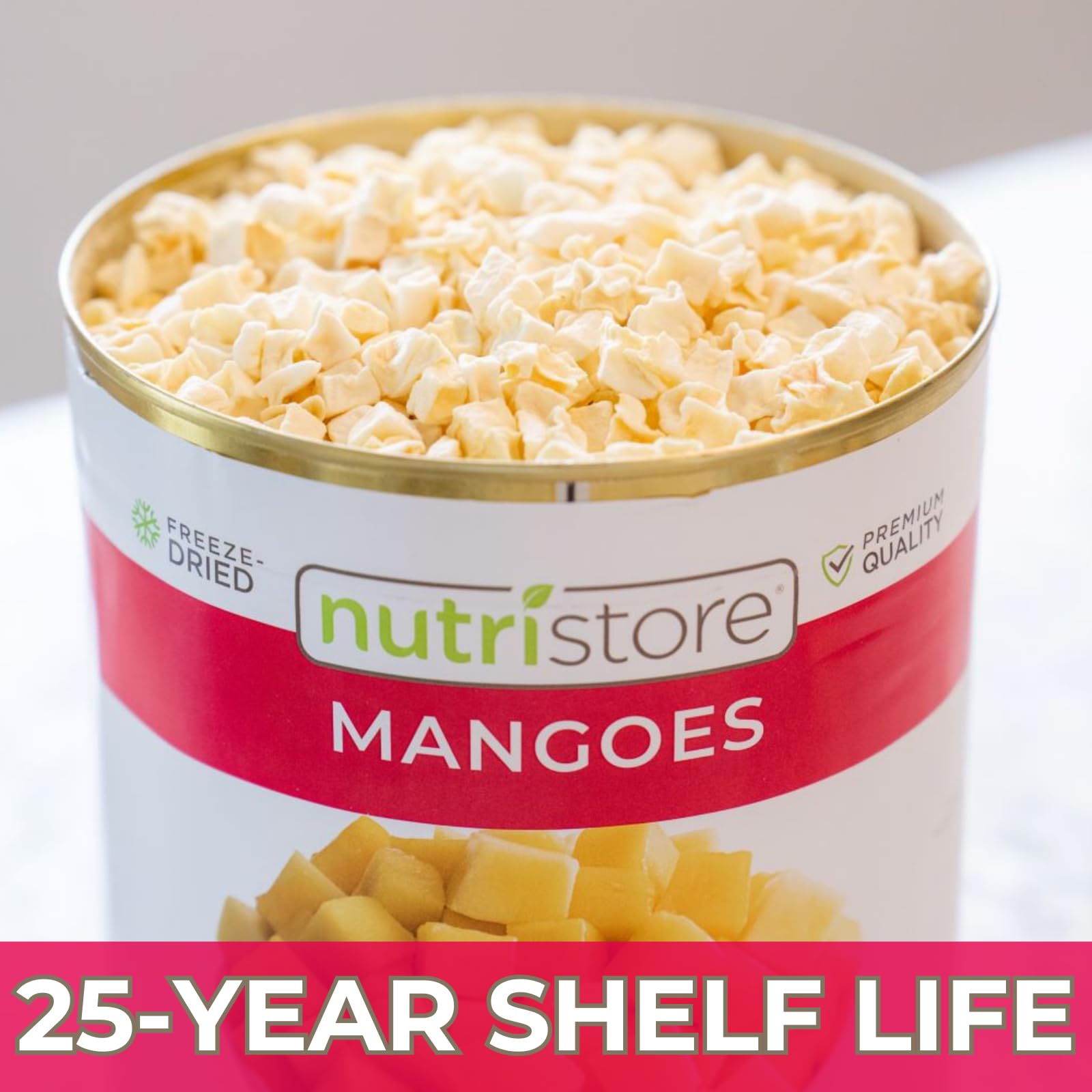 Nutristore Freeze Dried Mangoes | #10 Can Fruit | Perfect Healthy Snack | Emergency Survival Bulk Fruit Food Storage | Amazing Taste & Quality | 25 Year Shelf Life