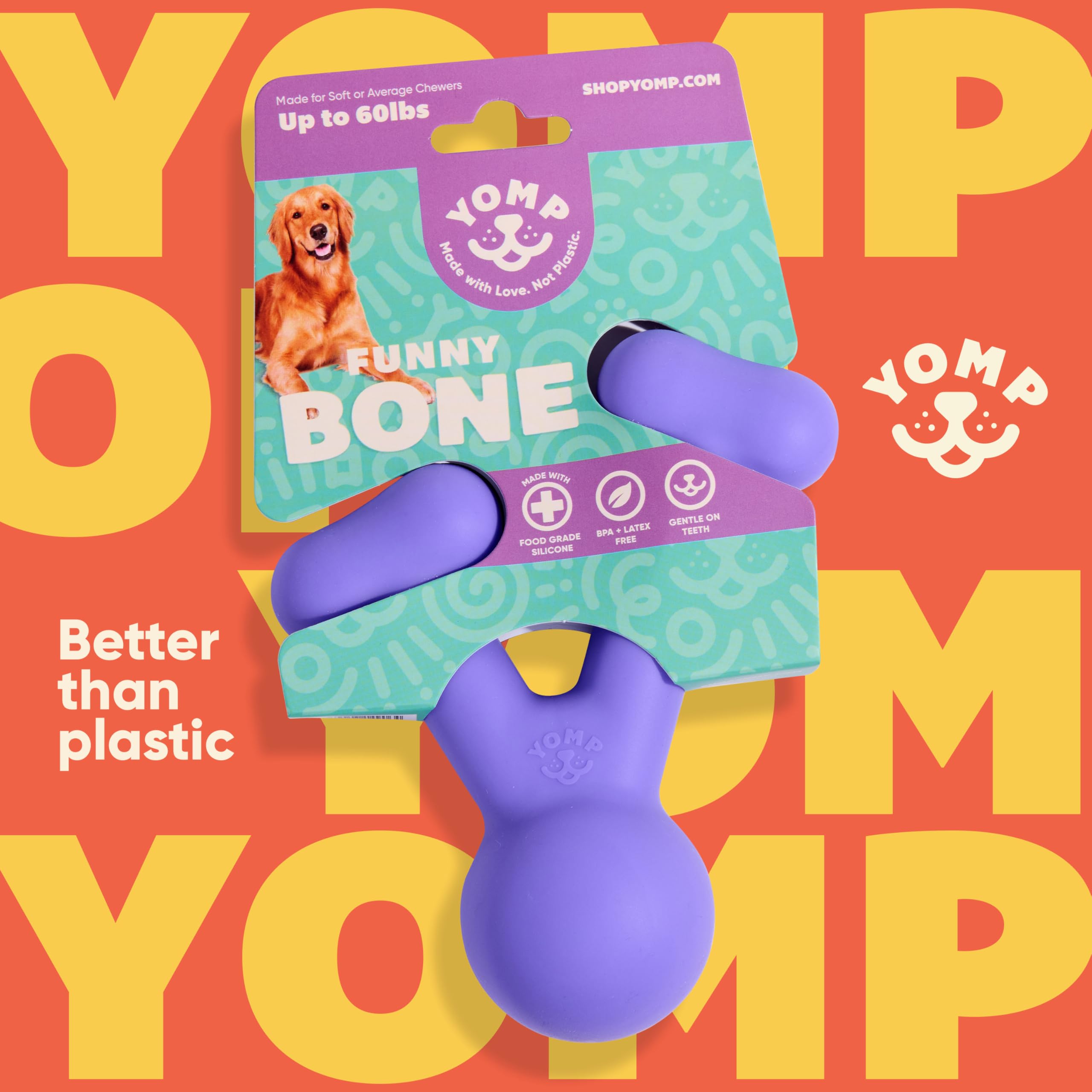 Yomp FunnyBone Wish Bone Dog Chew Toy β Interactive Teething Toy for Puppies, Soft, and Medium Chewers β Pet-Safe, Non-Toxic Silicone Chew Bone