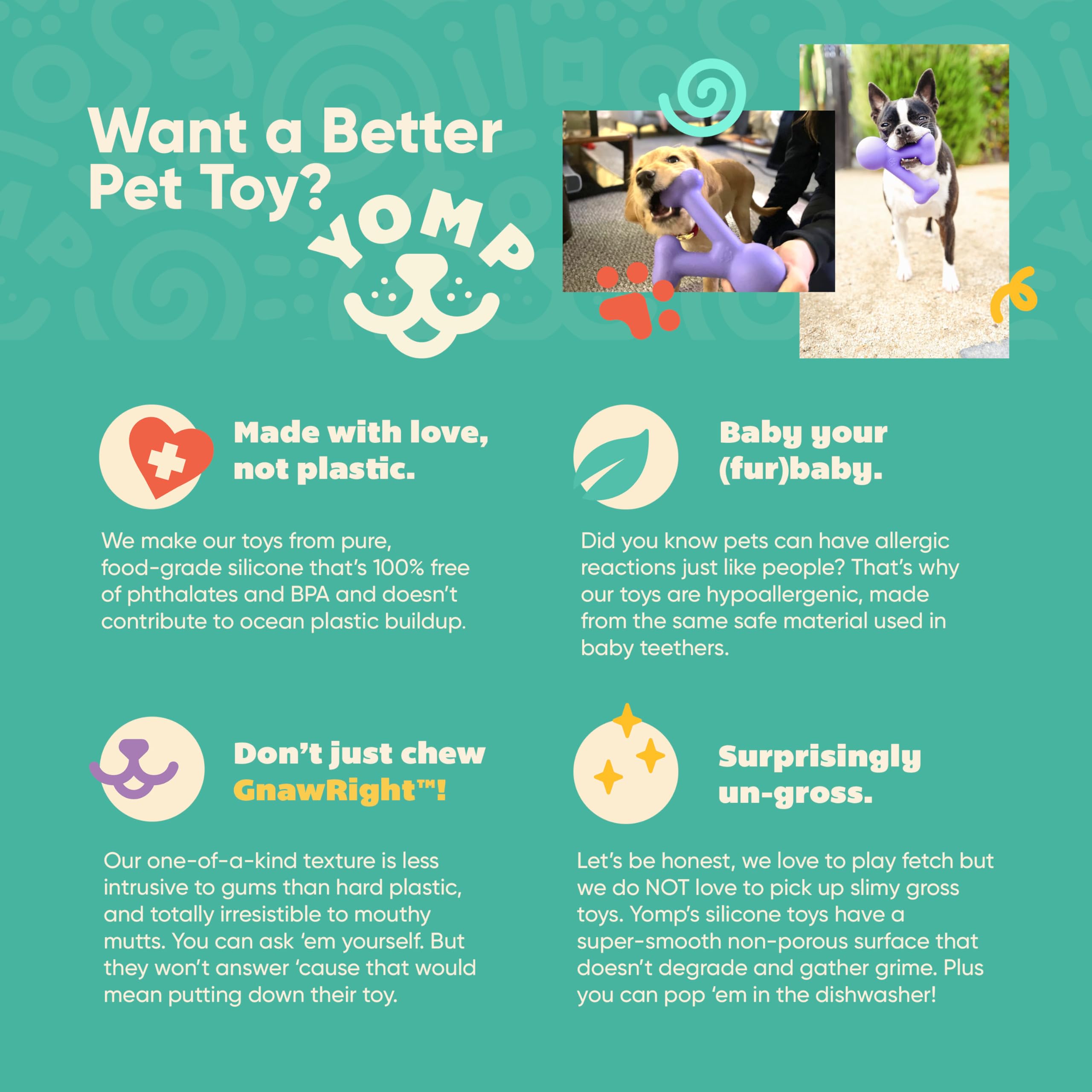 Yomp FunnyBone Wish Bone Dog Chew Toy β Interactive Teething Toy for Puppies, Soft, and Medium Chewers β Pet-Safe, Non-Toxic Silicone Chew Bone