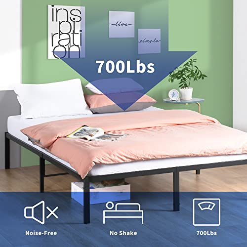 Olee Sleep 14 inch Metal Platform, Twin, Black, Anti Slip, Sturdy Construction & 6 inch Ventilated Multi Layered Memory Foam Mattress