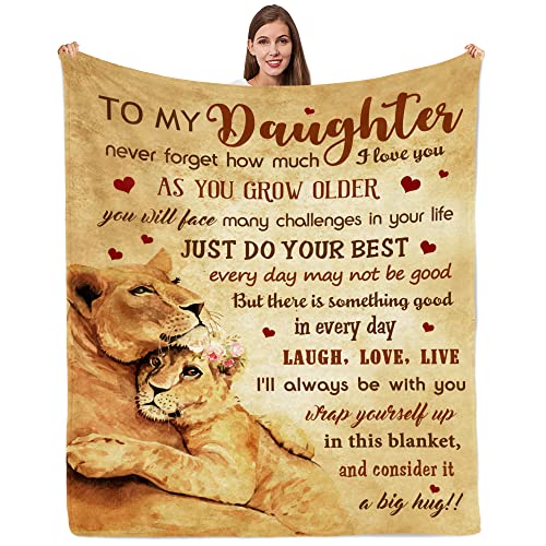 Qotuty for Daughter, Daughter Gifts Throw Blanket 50"x60", to My Daughter Gifts, Daughter Gift from Mom, Birthday Gifts for Daughter Adult, Graduation Gifts for Daughter Blankets