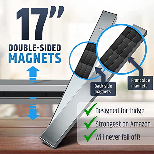 Premium Magnetic Knife Holder for Refrigerator that Doesn't Slide β 17 Inch Professional Double Sided Knife Strip for Fridge - Knife Rack/Knife Bar With Powerful Magnetic Pull Force (Upgraded Version)