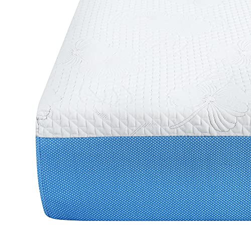 Olee Sleep 10 Inch Ventilated Gel Infused Memory Foam Mattress, CertiPUR-US® Certified, Blue, Queen