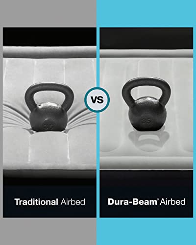 INTEX 64147ED Dura-Beam Standard Pillow Rest Air Mattress: Fiber-Tech β Full Size β Built-in Electric Pump β 10in Bed Height β 600lb Weight Capacity