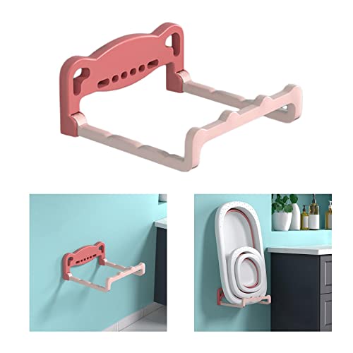 Gralara Foldable Washbasin Hanger, Wall Hanging Washbasin Stand,Waterproof, Punch Free Basin Storage Rack Washbasin Rack for Household Bathroom Toilet, Pink