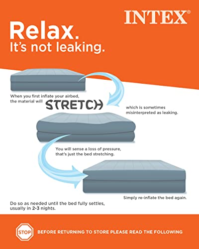 INTEX 64147ED Dura-Beam Standard Pillow Rest Air Mattress: Fiber-Tech β Full Size β Built-in Electric Pump β 10in Bed Height β 600lb Weight Capacity