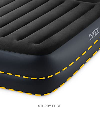 INTEX 64147ED Dura-Beam Standard Pillow Rest Air Mattress: Fiber-Tech β Full Size β Built-in Electric Pump β 10in Bed Height β 600lb Weight Capacity