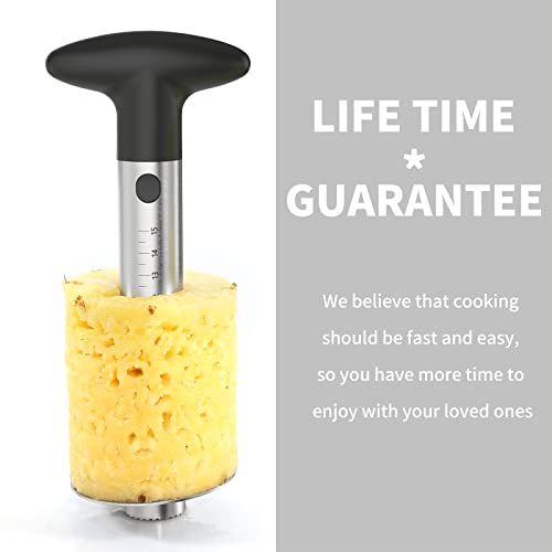 OOKUU Pineapple Corer Cutter, Stainless Steel Fruit Pineapple Peeler Slicer [Upgraded, Reinforced, Thicker Blade], Pineapple Core Remover with Measure Mark, Kitchen Tool for Diced Pineapple Rings