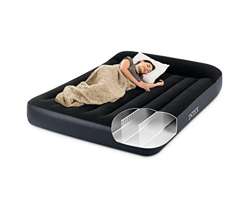 INTEX 64147ED Dura-Beam Standard Pillow Rest Air Mattress: Fiber-Tech β Full Size β Built-in Electric Pump β 10in Bed Height β 600lb Weight Capacity