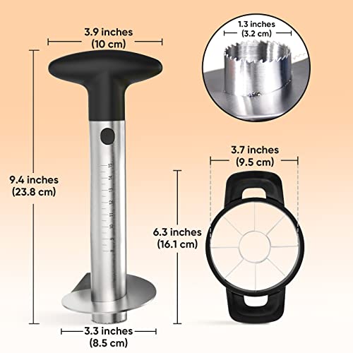 OOKUU Pineapple Corer Cutter, Stainless Steel Fruit Pineapple Peeler Slicer [Upgraded, Reinforced, Thicker Blade], Pineapple Core Remover with Measure Mark, Kitchen Tool for Diced Pineapple Rings