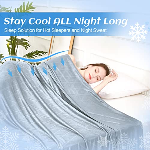 【Upgraded Fabric】Ailemei Cooling Throw Blanket for Hot Sleepers, Q-Max >0.5 Jade Fiber, Lightweight Breathable Summer Blanket, Throw Blankets for Couch, Transfer Heat Hot Flashes Night Sweats, 50"x70"
