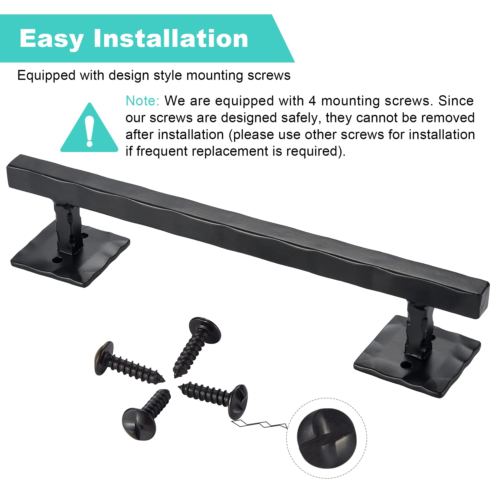 Eumtenr 12" Barn Door Handles for Sliding Door, Heavy Duty Large Rustic Design Barn Door Pull, for DIY Sliding Barn Door, Gate, Shed, Garage | Square Solid Metal Material, Matte Black