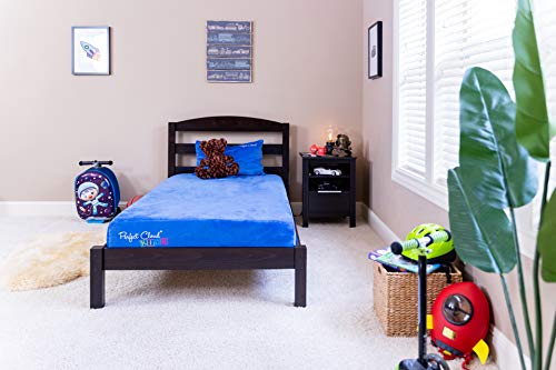 Perfect Cloud Made in The USA Kids Plush 7-inch Memory Foam Twin Mattress, Shredded Foam Pillow, and Teddy Bear for Day/Trundle/Bunk Bed - (Blue)