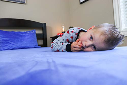 Perfect Cloud Made in The USA Kids Plush 7-inch Memory Foam Twin Mattress, Shredded Foam Pillow, and Teddy Bear for Day/Trundle/Bunk Bed - (Blue)