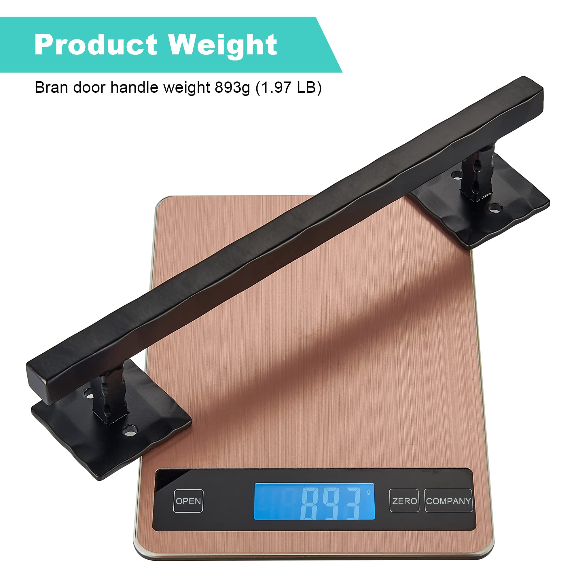 Eumtenr 12" Barn Door Handles for Sliding Door, Heavy Duty Large Rustic Design Barn Door Pull, for DIY Sliding Barn Door, Gate, Shed, Garage | Square Solid Metal Material, Matte Black
