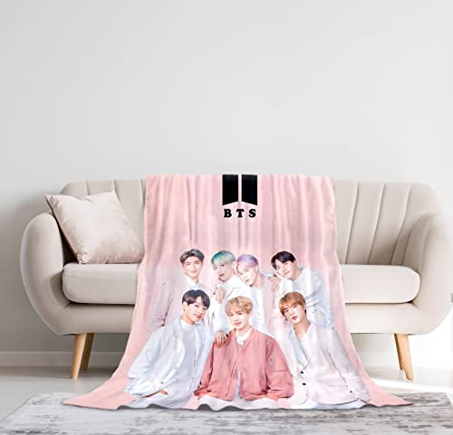 BTS Merchandise Kpop Throw Blanket | BTS Merch Fuzzy Soft Fleece Blanket | 4 Different BTS Blanket Designs (60”x40”)