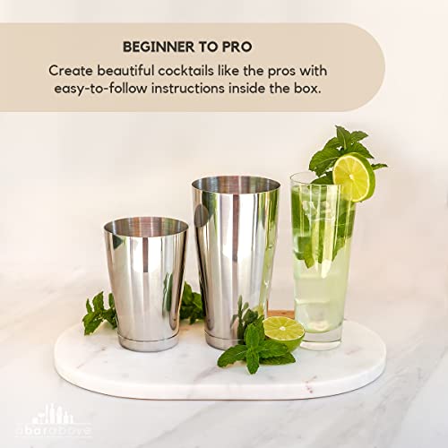 A Bar Above Boston Cocktail Shaker Set β 2-Piece Premium Weighted Boston Shaker Set β Stainless Steel Bartending Kit β 18 oz & 28 oz Martini Shaker Set β Bar Accessories for the Home Bar Set