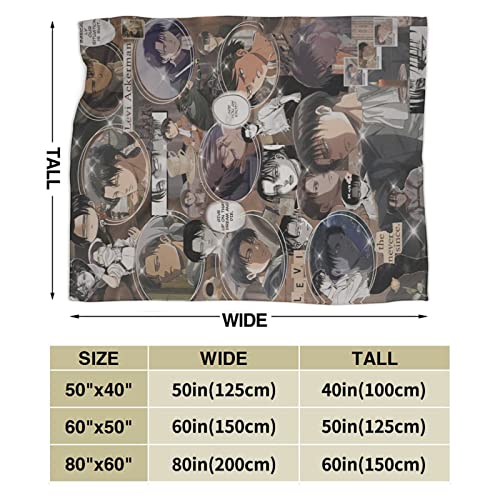 Anime Throw Blanket Levi Ackerman Throw Blanket Ultra-Soft Flannel Blanket