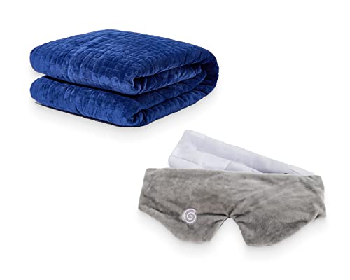Gravity Blanket The Original Weighted Blanket for Adults, 35 lbs Navy 90"x90" with Washable Removable Microfiber Duvet Cover & Weighted Sleep Mask, Grey, 1 Pound, Better Rest & Sleep