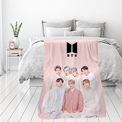 BTS Merchandise Kpop Throw Blanket | BTS Merch Fuzzy Soft Fleece Blanket | 4 Different BTS Blanket Designs (60”x40”)