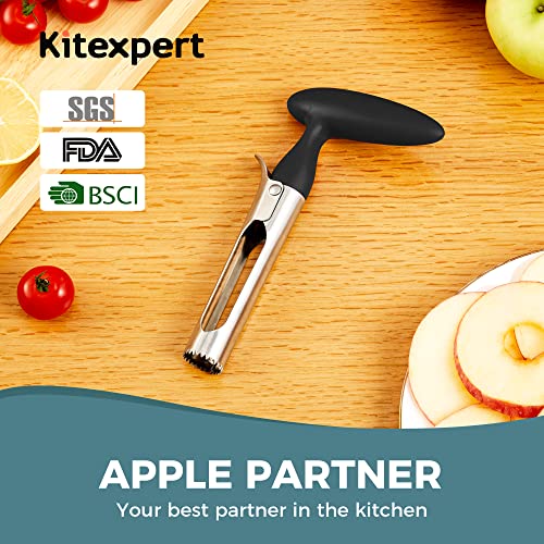KITEXPERT Apple Corer, Premium Apple Corer Tool with Ergonomic Handle, Stainless Steel Apple Corer Remover with Sharp Serrature, Durable Kitchen Corer for Apple, Pears and Bell Peppers(Black)