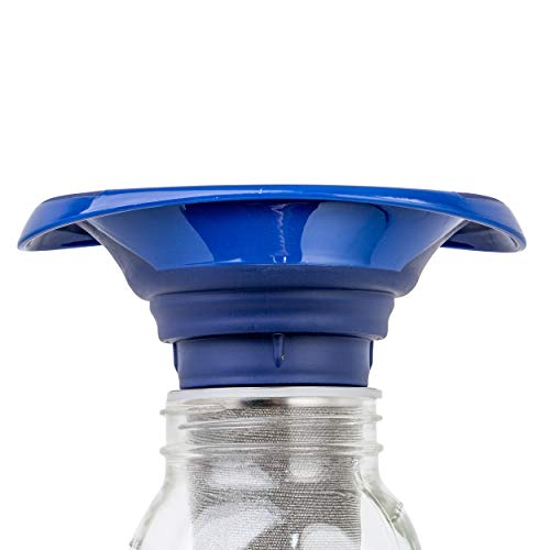 Kitchen Canning Funnel β Collapsible Silicone Food Funnel for Wide Mouth and Regular Mason Jars β Flexible Use for Coffee, Liquid, Jam, Cooking, Baking, Crafts - Blue