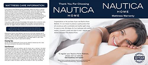 Nautica Home, 6" Relieve Innerspring Hybrid Mattress, Quilted Memory Foam Cover, High Density Comfort Latex Foam Layer with Bonnell Support Coil Springs Base, Size Full, White