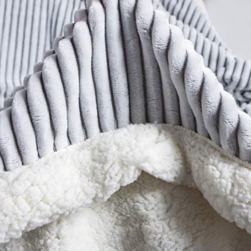 DISSA Sherpa Blanket Fleece Throw β 51x63, Grey & White β Soft, Plush, Fluffy, Fuzzy, Warm, Cozy, Thick β Perfect for Couch, Bed, Sofa, Chair - Reversible Throw Blanket